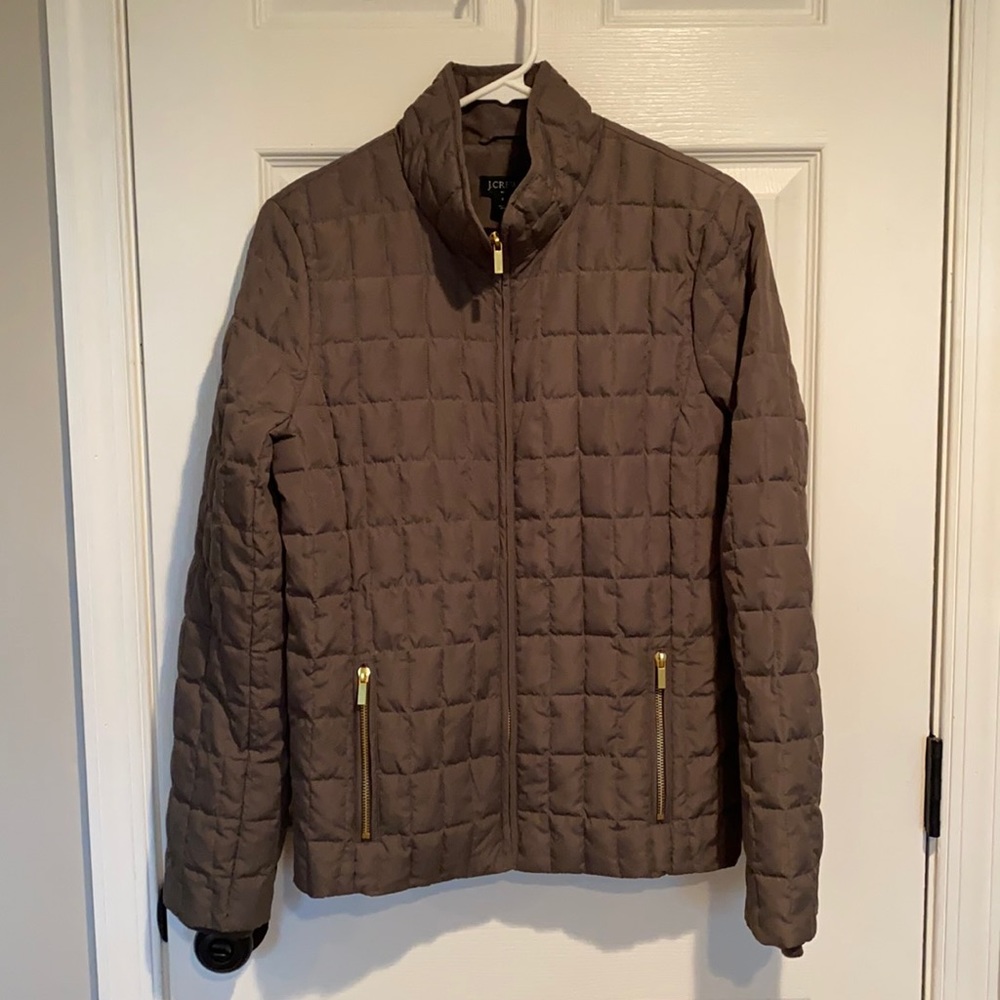 J. Crew Quilted Feather Down Jacket Coat - Gem